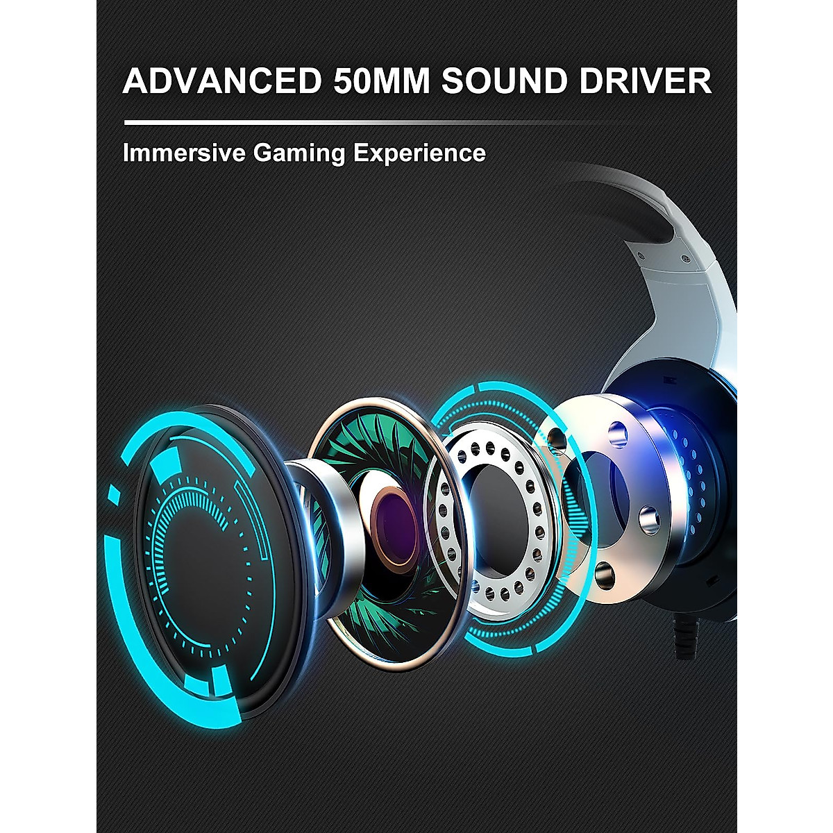 ZIUMIER Z20 White Gaming Headset for PC PS4 PS5 Xbox One Xbox Series S/X, Wired Over-Ear Headphone with Noise Canceling Microphone, RGB LED Light, Bass Surround Sound