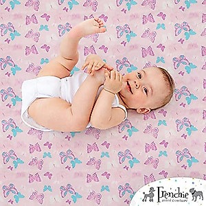Frenchie Mini Couture, Fitted Pack n Play Sheets, 2 Pack, 100% Woven Cotton, Pack and Play Mattress Sheets, Fits Most Mini Crib & Playard, 27 x 39 x 4in, Butterfly