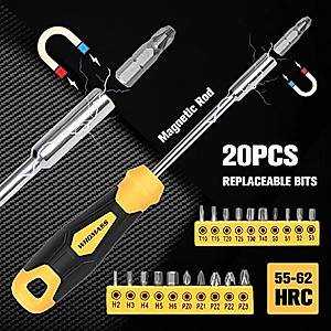 WHOMASS Magnetic Screwdriver Set 51 PCS with Case and Supper Magnet, Professional Screwdriver Set Includes Slotted/Phillips/Hex/Torx/Square/Pozi Head Non-Slip for Repair Home Improvement Craft