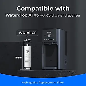 Waterdrop 𝐖𝐃-𝐀𝟏-𝐂𝐅 Filter, Replacement for 𝐖𝐃-𝐀𝟏 Countertop Reverse Osmosis Hot and Cold water Dispenser, 6-month Lifetime