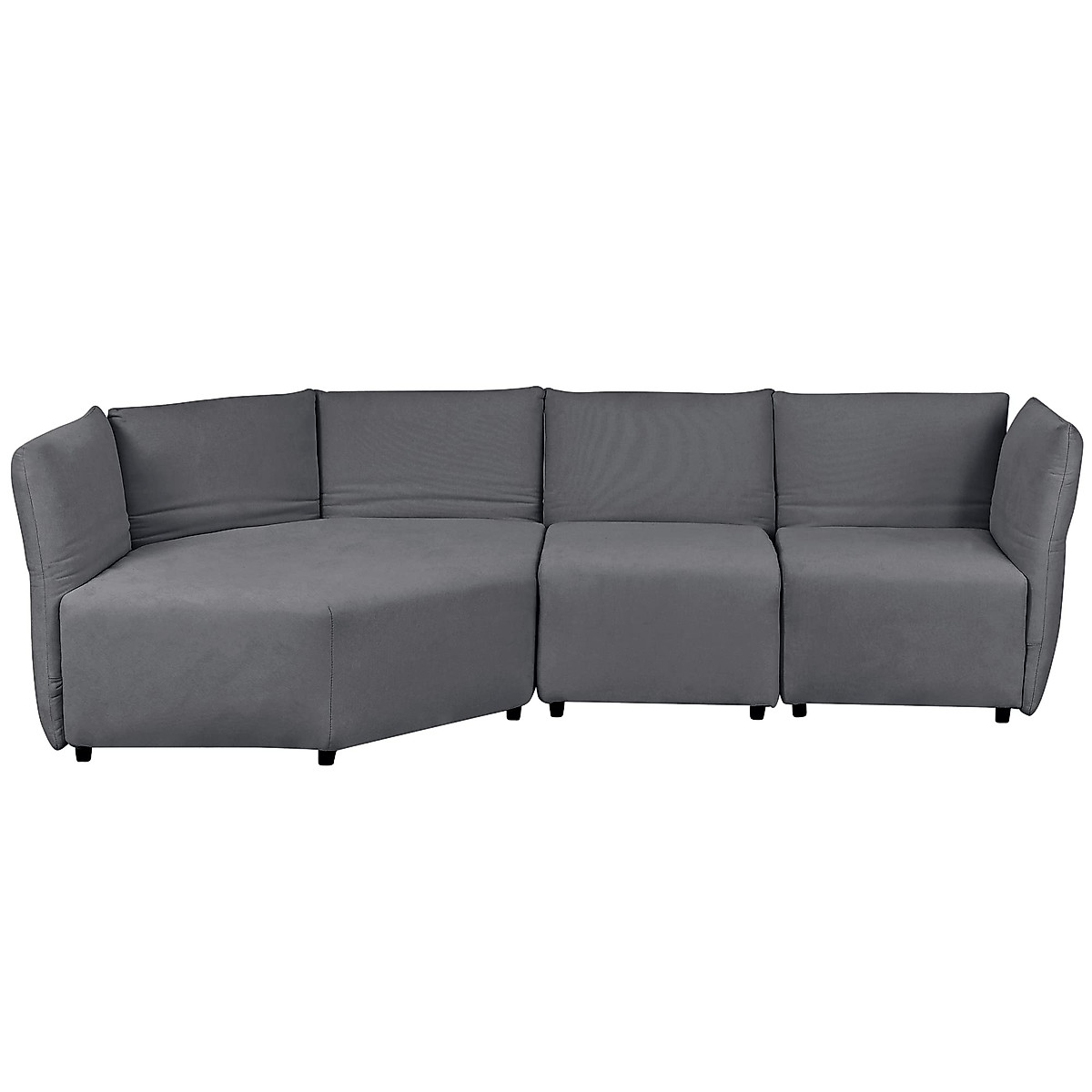 WILLIAMSPACE 106.3" Modern Sectional Sofa for Living Room, 4 Seater Upholstered Curved Sofa Couch with Adjustable Back, Free Combination Modular Sofa for Home Office - Grey