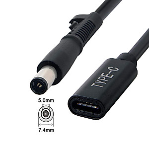 JSER Type C USB-C Female Input to DC Power PD Charge Cable fit for Laptop 18-20V (7.4x5.0mm)…