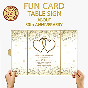 Trgowaul Gold 50th Wedding Anniversary Guest Book Alternative, 50th Anniversary Decorations, 50 Years of Marriage Signature Certificate Board, Happy 50 Anniversary Party Supplies Gift Card Men Women