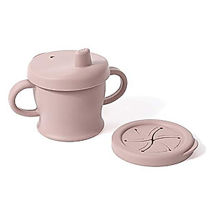 haakaa Silicone Sip-N-Snack Cup, Toddlers Sippy Cup&Snack Container 2-in-1, BPA Free Training Cup for Baby 6 Month+, 8 Oz (Blush)
