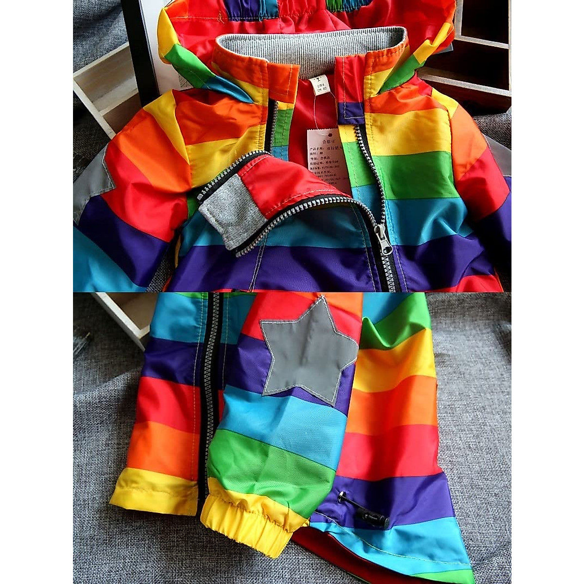 FABRST Toddler Boys Girls Windbreak Kids Fashion Rainbow Hooded Sun Jacket Baby Casual Outwear Fall Winter School Outfits（Rainbow,2T）