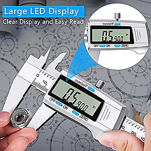 eSynic Digital Vernier Caliper 6 inch/150mm + Feeler Gauge Stainless Steel Electronic Caliper Fractions/Inch/Metric Micrometer Measuring Tool for Length Width Depth Inner Diameter Outer Diameter