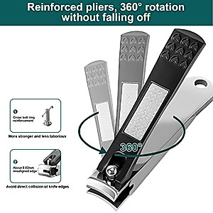 Professional Nail Clippers Set for Men Women Nail Clippers Set with Catcher, Lermende Stainless Steel Maincure Set for Men,Pedicure Kit, Manicure Tools Gift for Christmas with Travel Case