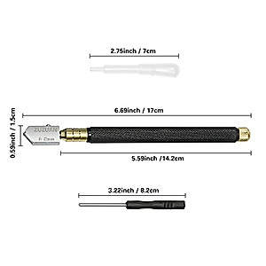 ZUZUAN Glass Cutter 2mm-20mm, Upgrade Glass Cutter Tool, Pencil Style Oil Feed Carbide Tip for Glass Cutting/Tiles/Mirror/Mosaic
