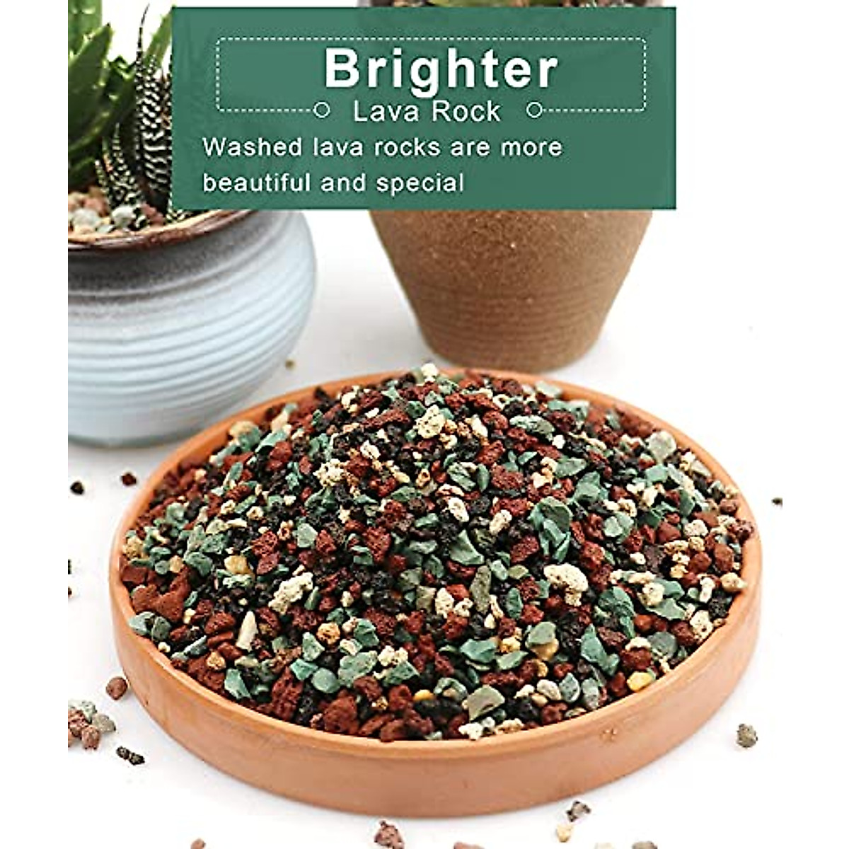 Succulent and Cactus Soil Gritty Mix Rocks, 6lb Bonsai Volcanic Gravel, Indoor Plant Drainage Lava Stones, Small Decorative Potting Pebbles for Terrarium Fairy Gardening and Houseplants Top Dressing
