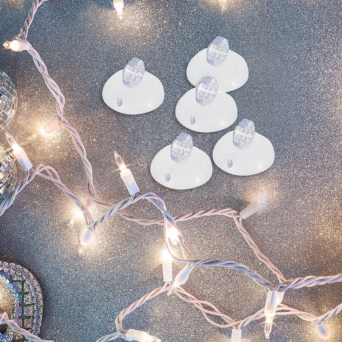 Beavorty Suction Cup Clips Christmas Light Clips 200pcs Light Suction Cup Plastic Transparent Light String Mini Suction Cup Hooks Holder for Window Glass Outdoor String Lights