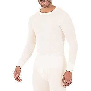 Fruit of the Loom Men's Classic Midweight Waffle Thermal Underwear Crew Top (1 & 2 Packs), Sandstone, X-Large