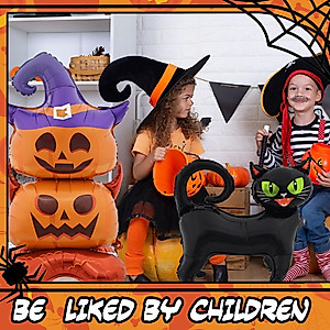 4 Pieces Inflatable Standing Halloween Foil Balloons Inflatable Standing Spooky Castle Pumpkin Black Cat Maylar Foil Balloon for Day of The Dead Horror Halloween Party Decorations