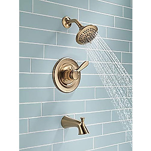 Delta Faucet Lahara 17 Series Dual-Function Tub and Shower Trim Kit with 5-Spray Touch-Clean Shower Head, Champagne Bronze T17438-CZ (Valve Not Included)
