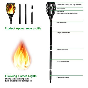Ambaret Solar Lights Outdoor, Waterproof Flickering Flames Solar Torch Lights Outdoor Landscape Decoration Lights Dusk to Dawn Auto On/Off Security Dancing Flame Lighting for Patio Garden (4)