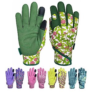 MSUPSAV Gardening Gloves for Gardening,Synthetic Leather Garden Gloves,Work Gloves with Touch Screen,Best Gifts for Women,Green, Medium