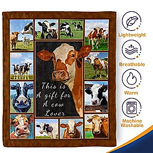 Cow Blanket Gifts for Women Kids Boys Men Cow Lovers Animal Print Throw Blanket Home Bedroom Living Room Decor Soft Plush Cozy Bed Couch Fleece Lightweight Blanket 50"x60"