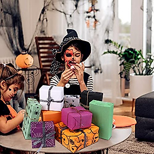 100 Sheets Halloween Tissue Paper Black Orange Wrapping Paper Bat Pumpkin Spider Tissue Paper Skull Gift Wrapping Tissue for Birthday Party Gift Bag DIY Crafts