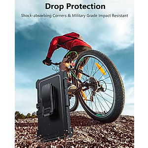 FNTCASE for Google Pixel 7 Pro Phone Case: Military Grade Rugged Belt-Clip Holster with Built-in Screen Protector & Kickstand | Extra Front Frame | Tough Shockproof Protective Cover 6.7 inch-Black