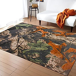 Oueoty Camo Area Rug 2x3ft/24x36in/60x90cm,Leaves Camouflage Area Rug Mat for Living Dining Dorm Room Bedroom Home Decorative