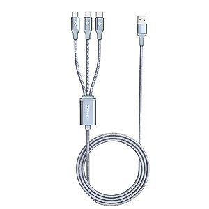 ROMOSS Multi USB Charging Cable -【2Pack】 5FT Universal 3 in 1 Multiple USB Charger Cable Fast Charging Cord with USB C, Micro USB Port Compatible for iPhone/Tablets/Samsung Galaxy/Google Pixel More
