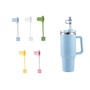 Kaya 5 Pcs Minimalist Silicone Straw Covers, Reusable and Expandable Straw Covers Up to 0.4inch/10mm Straws
