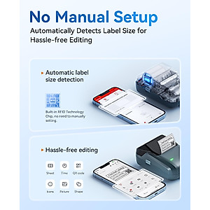 NIIMBOT B1 Label Makers, 2 Inch Bluetooth Label Maker with Auto Identification, Portable Label Printer Easy to Use for Office, Home, Business (with 1.96x1.18 inch Label Tape)