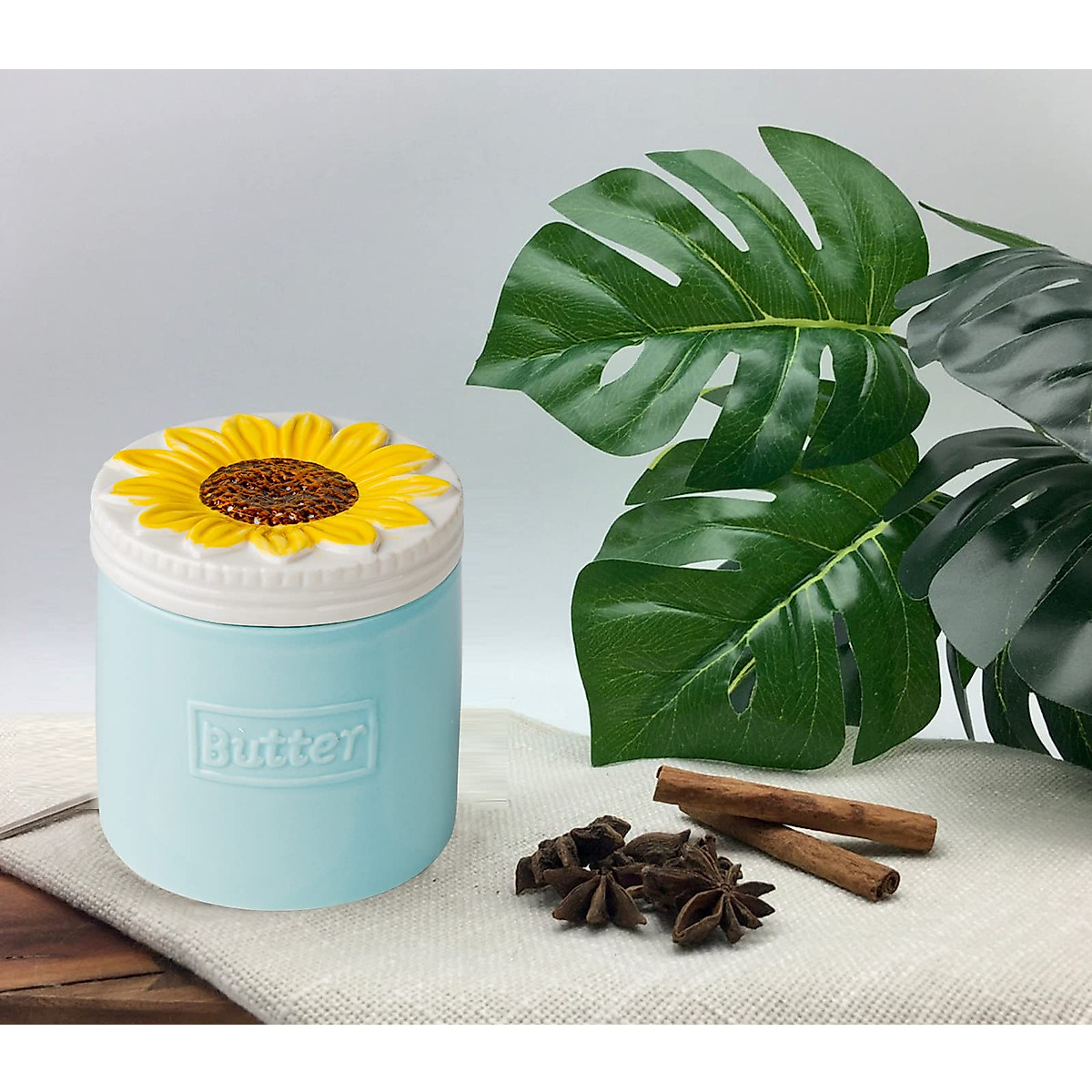 Butter Crock Butter Keeper French Butter Crock Sunflower Blue Butter Saver Blue Butter Keeper Crock With Water Line