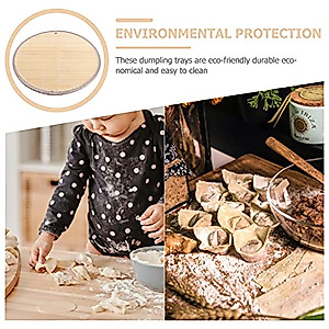 2Pcs Bamboo Dumpling mat Wood Serving Tray Round Dumpling Serving Platter Coffee Table Serving Tray Handmade Rattan Food Tray for Chinese Dumplings mat Kitchen Bamboo Steamer Liner (Khaki)