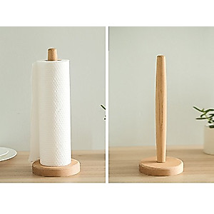 Firlar Wooden Standing Paper Towel Holder, Wood Reel Tissue Holder Rack Countertop Wooden Paper Roll Holder for Kitchen Living Bedroom Home Decoration