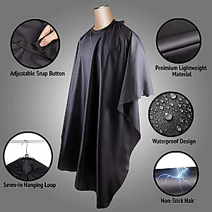 Delkinz Barber Cape with Adjustable Snap Closure waterproof Hair Cutting Salon Cape for Unisex, Perfect for Hairstylists (Pack of 1)
