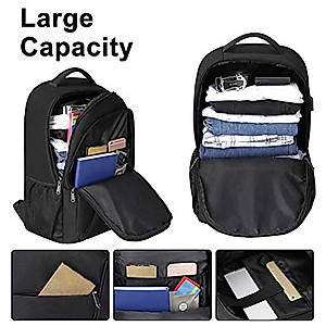 XQXA Laptop Backpack, Travel Backpack for Men & Women with USB Charging Port, Water Resistant Anti Theft College Computer Back Pack Bag Fits Up to 17 Inch Laptop- Black