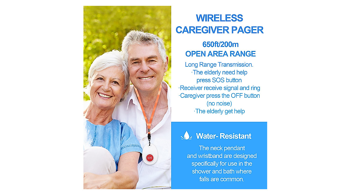 CallToU Wireless Caregiver Pager for Elderly Monitoring - Long Range Alarm