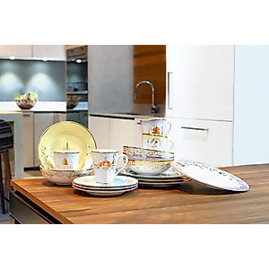 Disney Princess 16-Piece Dinnerware Set | Cinderella, Jasmine, Ariel, Belle