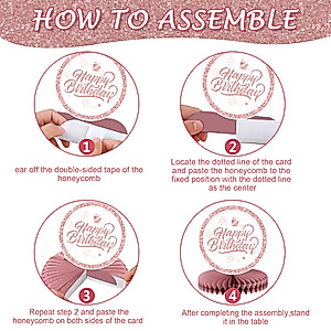 Rose Gold Birthday Decorations Honeycomb Centerpieces for Women -Rose Gold Table Decorations for Birthday Party supplies Favor