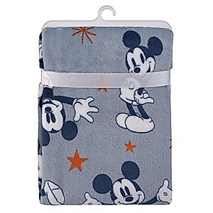 Disney Mickey Mouse Gray, Navy, White and Red Stars Super Soft Baby Blanket