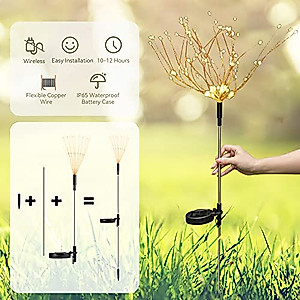 Lanthium Firework Solar Lights Outdoor, 6 Packs with 630 LEDs and Flexible Copper Wire, 2 Lighting Modes Solar Firework Lights Outdoor Waterproof for Garden, Landscape, Passage, Decor