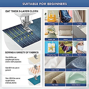 JUCVNB Mini Sewing Machine for Beginners, Small Portable Sewing Machine for Kids, Adult Mending Machine with Reverse Sewing and 12 Built-In Stitches, Suitable for Household and Travel