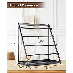 ZOMICE Ribbon Holder Organizer Rack with Storage Tray, 4 Tier Ribbon Spool Holder Stand,Metal Sewing Organizer Display Shelf for Craft Room,Cake Shop,Flower Store(On the Table & Wall Mounted)