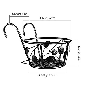 2 Pack Hanging Planters for Railings, Fence Flower Pot Holders Iron Hanging Baskets Plant Stand