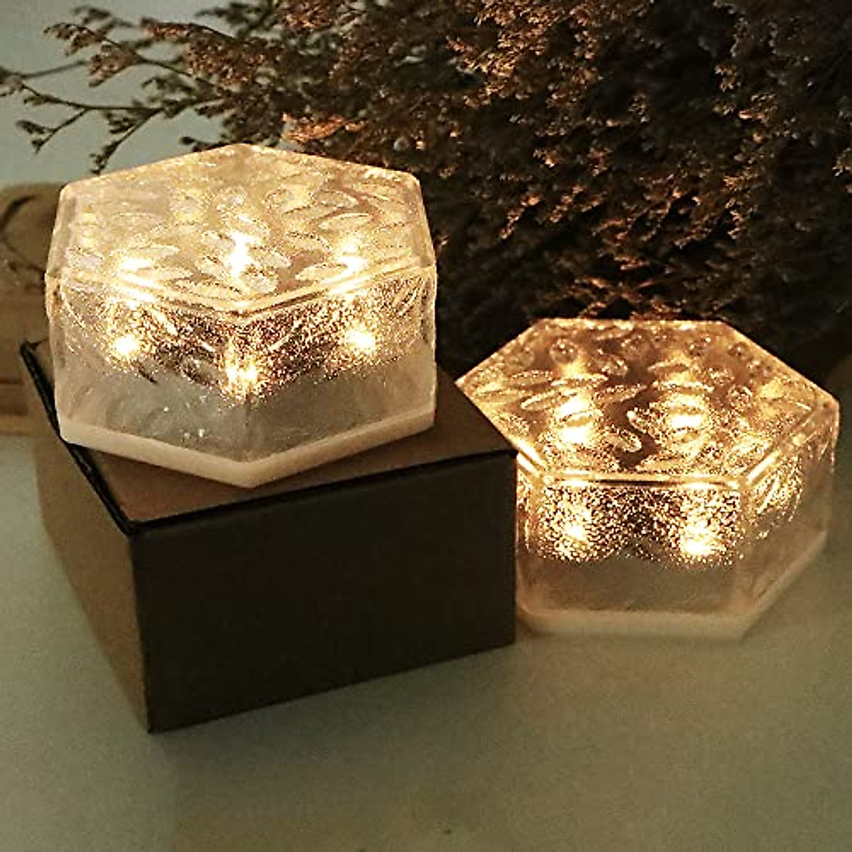 Aulaygo Small Solar Brick Lights Outdoor Waterproof Paver Lights Landscape Light Ice Cube Light for Garden, Pathway, Patio, Walkway Decor 1 Pack