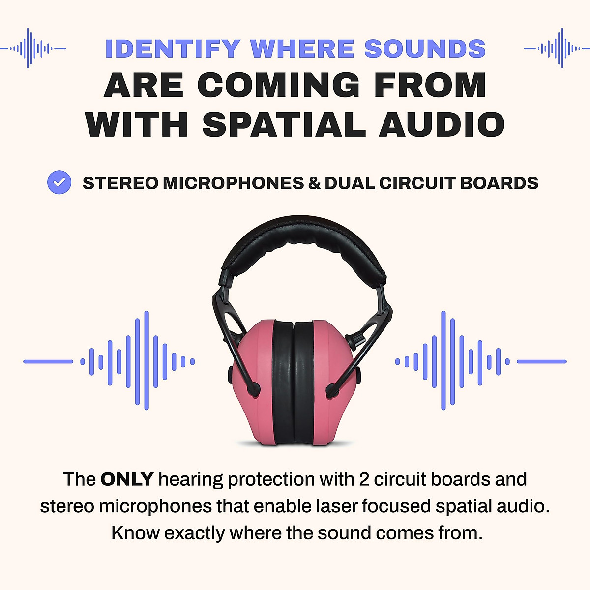 Pro Ears Gold II 26 Ear Muffs, NRR 26, Military Grade Electronic Hearing Protection with DLSC Compression, Gel Ear Seals & Auto Shut Off, Amplifies Sound 8x, Made in USA, Pink