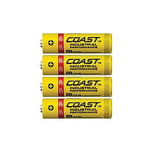 Coast 4 Pack AA Industrial Performance Alkaline Batteries, High-Performance