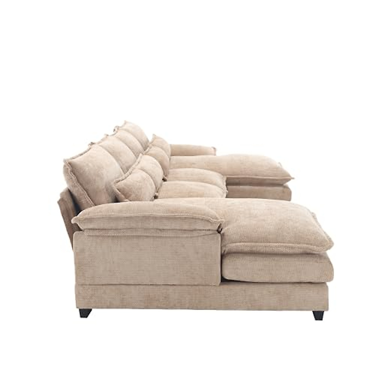 FANYE U-Shaped Corner Modular Convertible Sectional Sofa Couch Chenille Upholstery Deep Seat Double Cushions Sleeper Sofa&Couch W/2 Chaises and 4 Pillows for Home Office Apartment Living Room