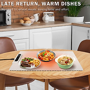 Electric Warming Tray with Adjustable Temperature,Large and Full Surface Heating,Rollable & Portable, 3 Heat Settings & Fast Heating，for Holidays, Daily Use,FamilyGatherings