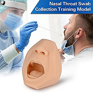 SimCoach Nasal Swab, Throat Swab Test Training Model, Swab Collection Simulator, Saliva Oral Swab, Acupuncture, Puncture Practice Model (White)