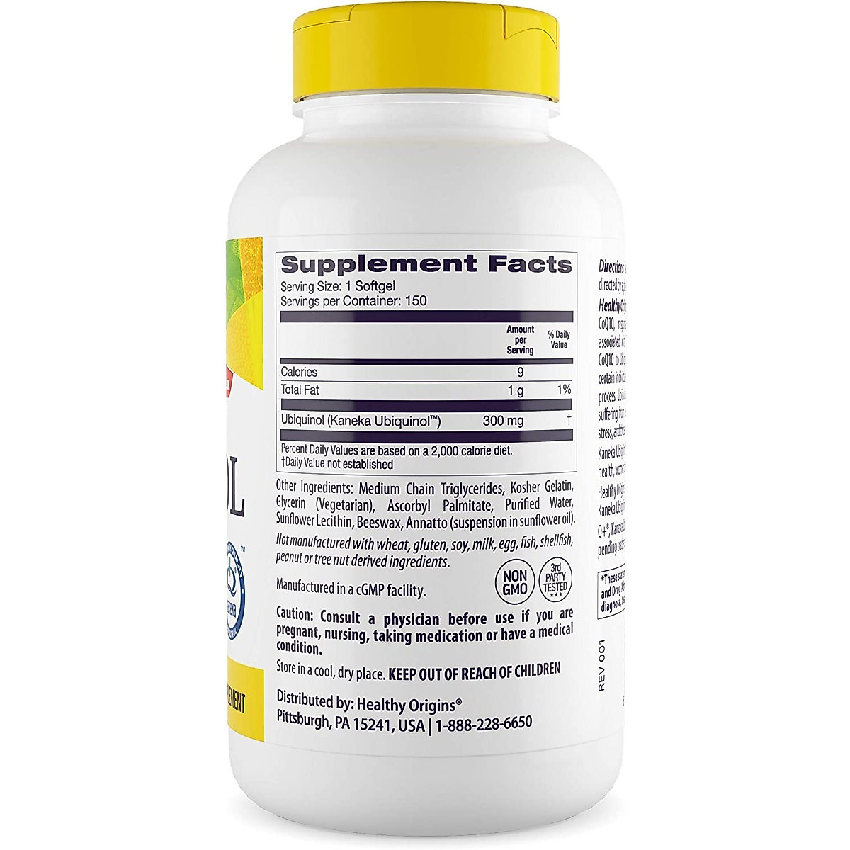 Healthy Origins Ubiquinol (Active form of CoQ10), 300 mg - Activated Form of CoQ10 - Kaneka Ubiquinol Supplements for Heart Health & Antioxidant Support - Gluten-Free & Non-GMO - 150 Softgels