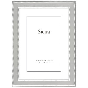 Siena Beaded Silver Picture Frame, Tarnish Resistant Finish, Perfect Photo Frame for any End Table, Credenza, Shelf, or Nightstand, Silver 4x6