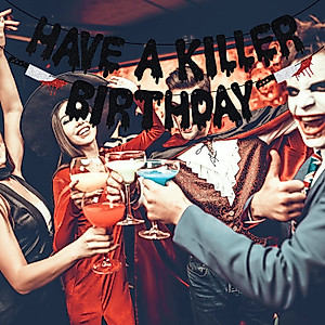 Glitter Have a Killer Birthday Banner - Halloween Birthday Banner - Horror Movie Party, Halloween Zombie Vampire Party Decoration Supplies