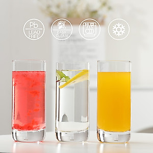 Wlasss Drinking Glasses Set of 6, 13oz Crystal Highball Glasses, Clear Tall Glass Cups,Water Glass for Kitchen, Beer, Juice, Whiskey,Mojito Cocktail Glasses for Bar Glassware