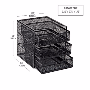 Mind Reader Desktop Accessory Storage, Desk Supplies, Organizer, Office, Metal Mesh, 6.25" L x 6.5" W x 6.5" H, Black